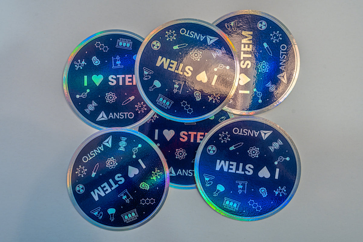 ANSTO I love STEM holographic sticker
